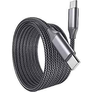 BoxWave Cable Compatible with Acer ConceptD 7 Ezel CC715-71-7163 (15.6 in) - DirectSync PD Cable (10ft) - USB-C to USB-C (100W), Long 10 Foot PD Braided Nylon Alloy Cable - Jet Black