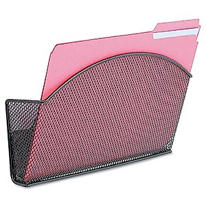Safco Prodcuts 4176BL Onyx Mesh Magnetic Single File Organizer Stick On File Pocket | Letter Size | 4 Heavy-Duty Magnets | Steel Construction | Black | 4176BL