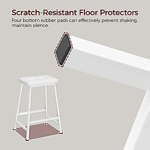 MAHANCRIS Bar Stools, Set of 2 PU Upholstered BarStools, 23.6-Inches Bar Chairs, Counter Height Bar Stools for Kitchen, Dining Room, Bar, Easy Assembly, White BABW04R01