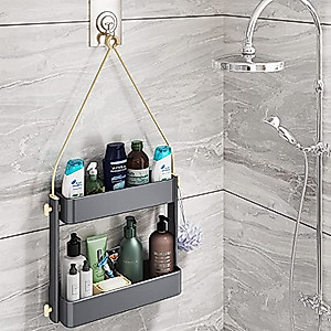 SINOART Anti-Swing Hanging Shower Caddy, Over Head Shower Caddy，Shower Storage Rack Basket，Rustproof，for Razor and Sponge, 2023 Model