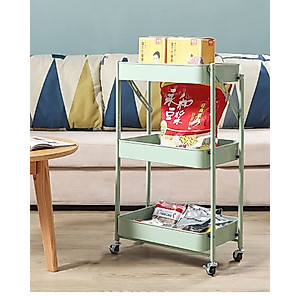 JYDQM Foldable Shelf Floor Kitchen Mobile with Wheel Trolley Storage Car Hand Push Storage Shelf