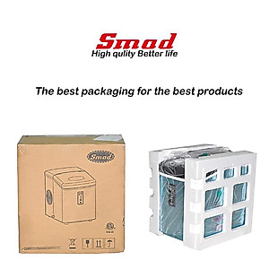 Smad Countertop Ice Maker Stainless Steel Ice Making Machine, Fast Ice Making in 6-12 Minutes, 33lbs/24h, 3.2L Water Tank, 3 Size Ice Cubes