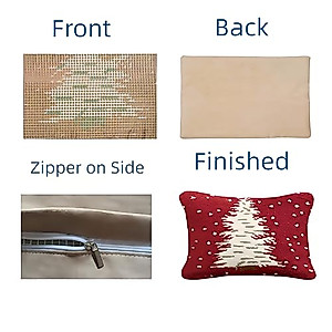 Wedding Kissing Bride and Groom Latch Hook Rectangle Pillow Kit for Adults DIY Easy Throw Pillow Cover with Printed Canvas Crochet Yarn Needle Craft Handmade Cushion for Wedding 12x20inch(2)