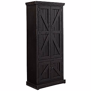 American Heartland Rustic Double Door Pantry, Rustic Antique Black
