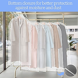 TORONTOKYO 25 Pack 55" Hanging Clear Plastic Garment Bags with Zipper Translucent Long Dress Bags Clothes Cover for Closet Storage and Travel