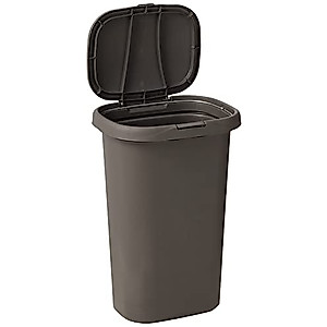 Rubbermaid Spring Top Kitchen Bathroom Trash Can with Lid, 13 Gallon Gray Plastic Garbage Bin, 49.2-liter