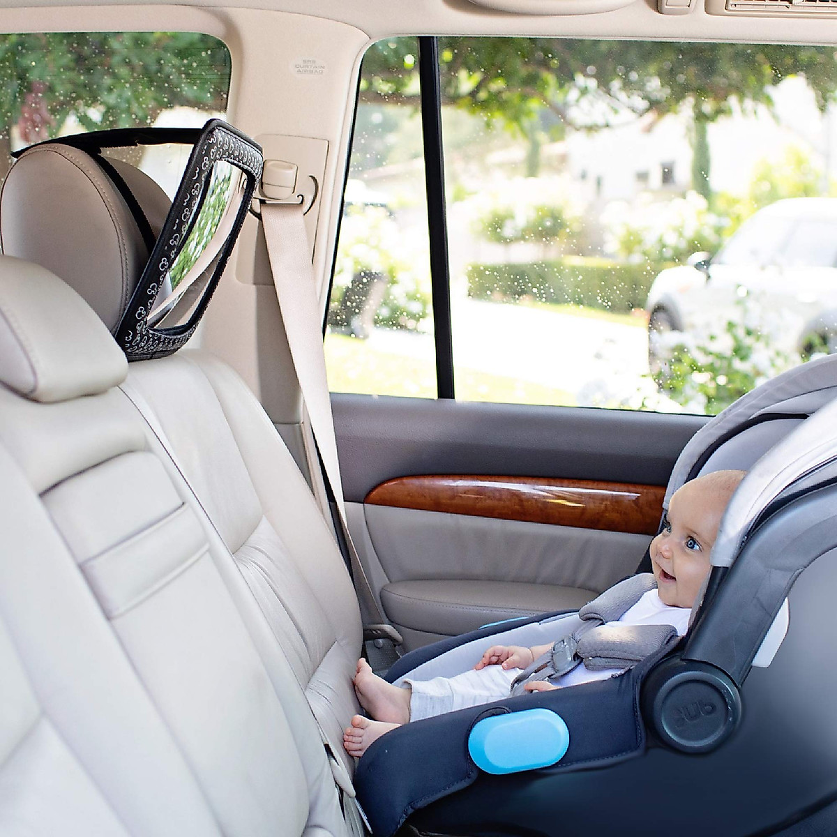 Disney Baby by J.L. Childress Adjustable Baby Car Mirror - for Rear Facing Infant, Child - Wide View, Shatterproof Car Mirror for Baby - Disney Car Travel Essential - Mickey Mouse Black