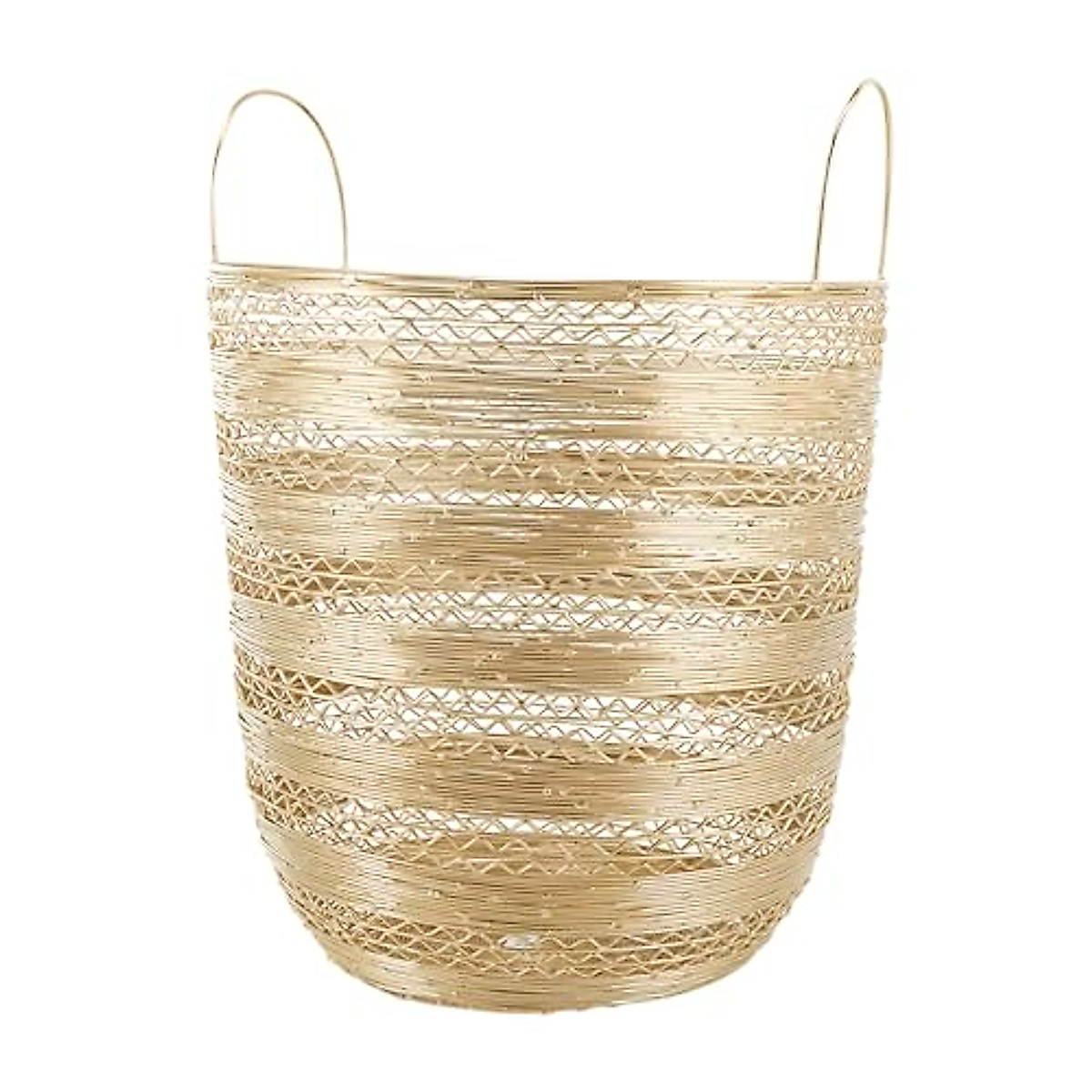 Deco 79 Metal Decorative and Functional Storage Basket Open Frame Wire Basket Organizer with Zig Zag Patterns, Set of 2 Basket for Storage 17", 15"H, Gold