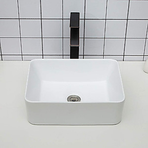 Vessel Sink Rectangular - Sarlai 16" x 12" Modern Rectangle Bathroom Sink Above Counter White Porcelain Ceramic Bathroom Vessel Vanity Sink Art Basin