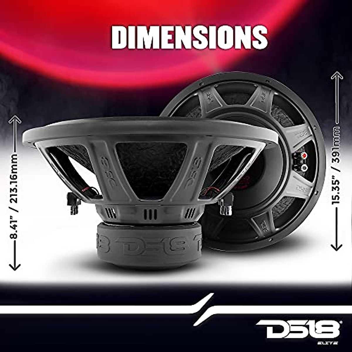 DS18 ZR15.2D Elite-Z 15" Car Subwoofer 1800 Watts Dual Voice Coil 2-Ohm DVC 2+2 Ohm (1 Speaker)