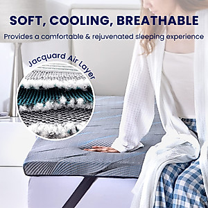 SLEEP ZONE 2 Inch Full Mattress Topper Cooling Gel Memory Foam with Adjust Straps & Zippered Cool-to-The-Touch Cover, Full