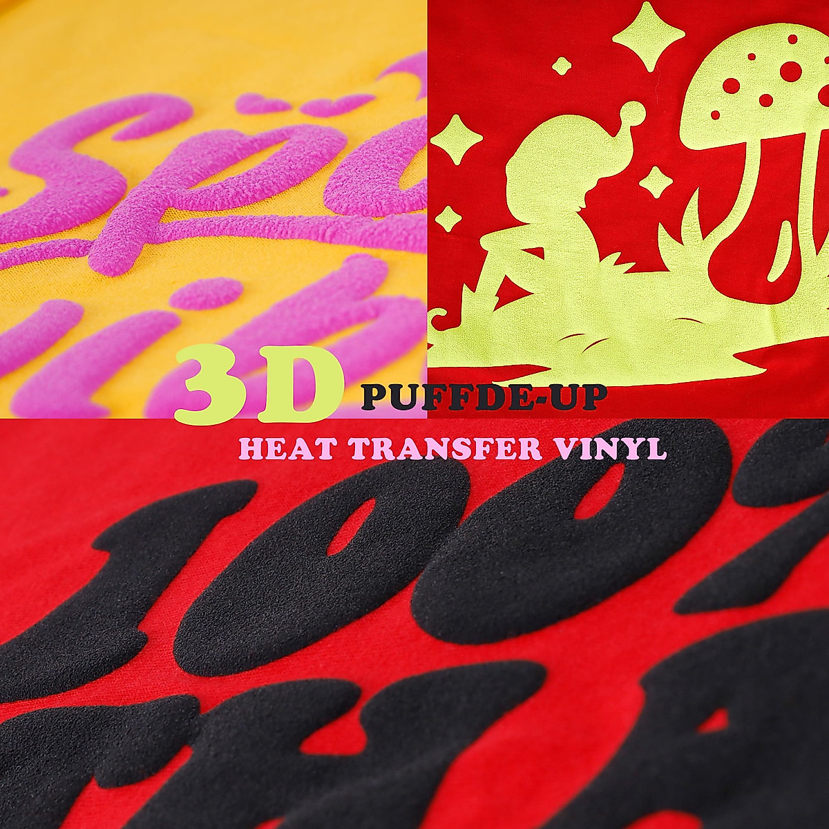 RENLITONG 3D Puff HTV Matte Heat Transfer Vinyl Roll 12" x 7ft Iron on for Heat Press T Shirt for All Cutter Machine Heat Vinyl Design (7ft, 3D Puff Black)