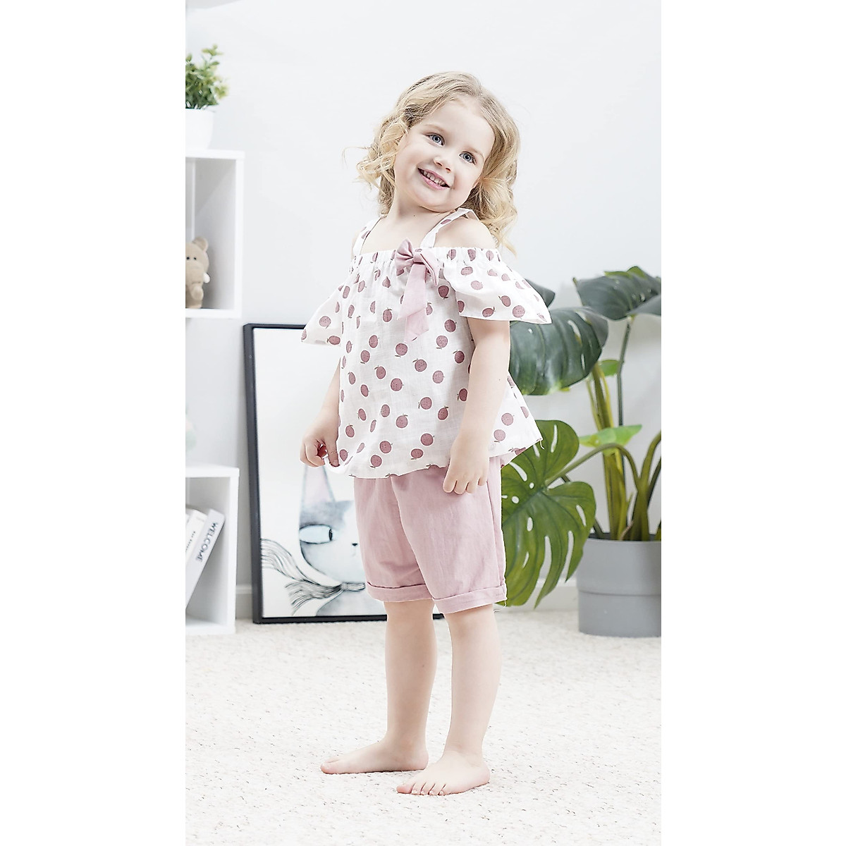 Hipea Toddler Baby Girls Summer Clothes Outfits Ruffle Camisole Spot Dot Tops and Casual Shorts 2-Piece Newborn Girl Clothing Set (2-3T)