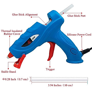 FL Hot Glue Gun, High Temperature Hot Melt Glue Gun Kit with 15 pcs Glue Sticks, Packaging, DIY, Arts & Craft, Repair and More (Light Blue-20W)