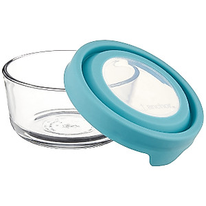 Anchor Hocking TrueSeal Glass Food Storage Containers with Airtight Lids, 2-Cup, Mineral Blue, Pack of 6