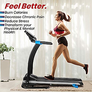 SereneLife Smart Digital Manual Incline Treadmill - Slim Folding Electric 2.5 HP Indoor Home Foldable Fitness Exercise Running Machine with Downloadable App, MP3 Player, Safety Key -SLFTRD25