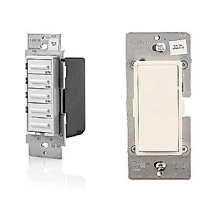 Leviton Decora 1800W Incandescent/20A Resistive-Inductive 1HP Preset Countdown Timer Switch & Leviton, Vizia + Digital Coordinating Remote Switch, 3-Way