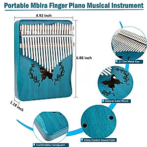 Lemfema Kalimba 21 Keys, Portable Kalimba Thumb Piano, Finger Piano Kalimba 21 Keys, Thumb Piano for Kids and Adults Beginners(Blue)