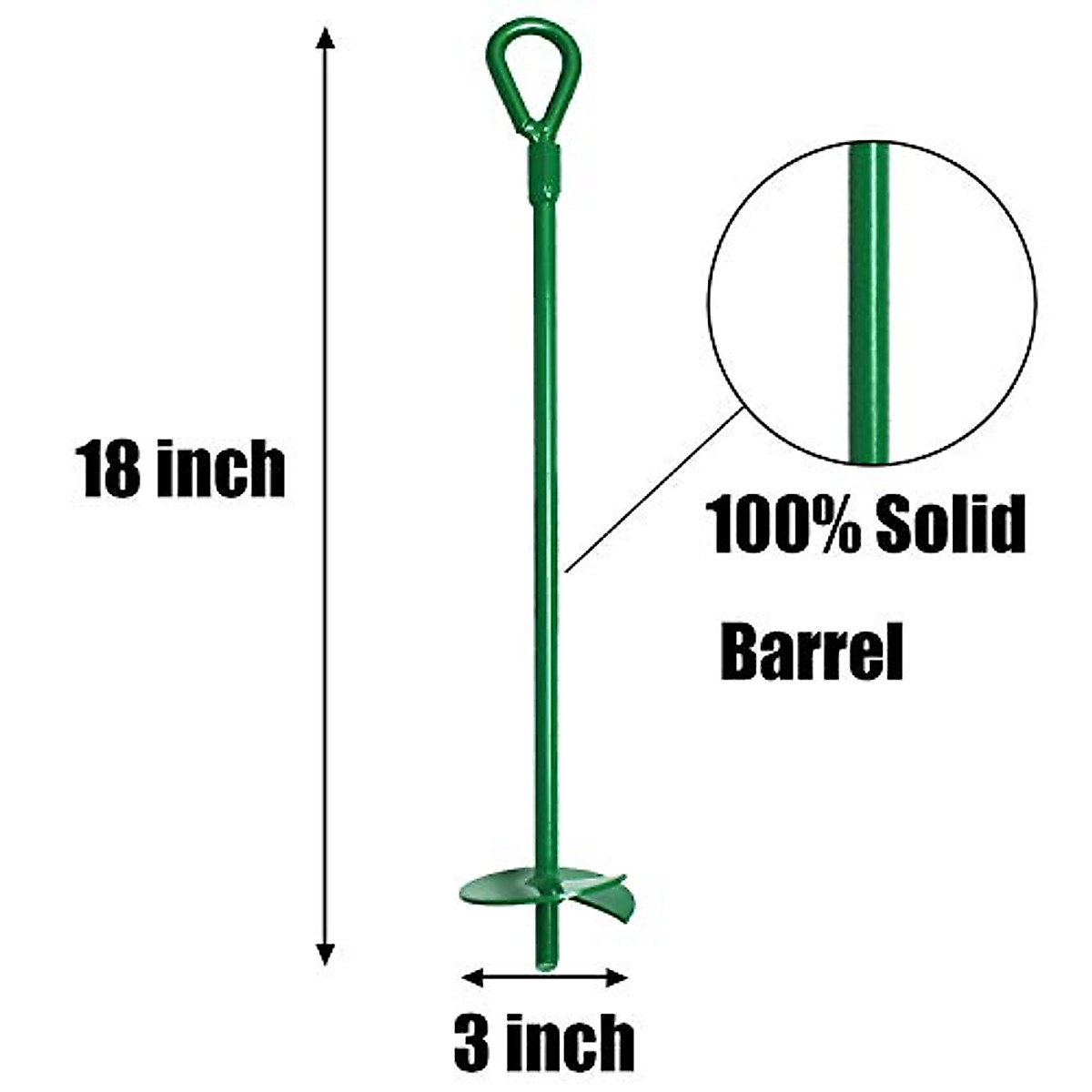 Cyleodo 18" Long Green Ground Anchor Kit(4 Pcs/Set), 3" Wide Helix,Heavy Duty Anchor Hook with Solid Steel Shaft，Best Choice for Swing Sets, Securing Animals,Camping Tent, Canopies, Car Ports, Sheds …