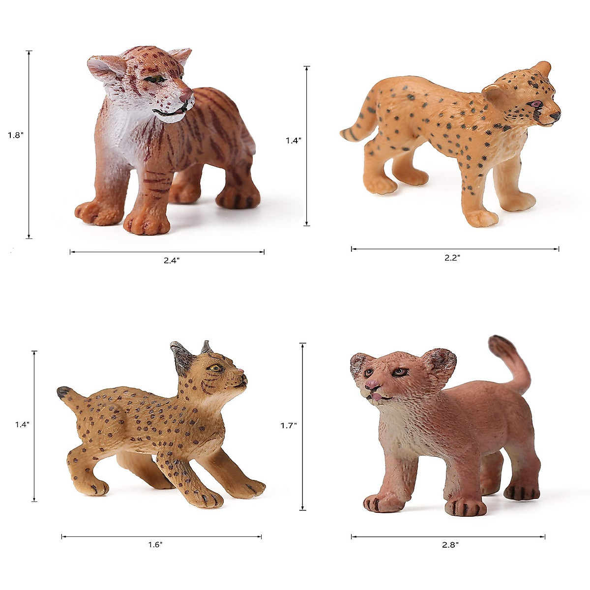 16pcs Baby Safari Animals Figures Realistic Wildlife Creatures Figurines Baby Animals African Jungle Zoo Miniature Toys Cake Toppers Birthday Gift for Kids