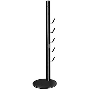 XIGOO Storage Stand Docking Station Compatible with Dyson V15 V11 V10 V8 V7 Vacuum Cleaners (Metal Bracket Black with 5 Hooks, Set of 2)