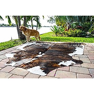 rodeo Amazing Cowhide Rug Hair on Skin cowhides Tricolor Brown Large Size