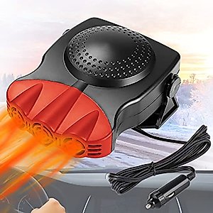 Car Heater 12V,2 in1 Fast Heating Defrost Defogger for Car Windshield, Portable Car Heater Defroster That Plugs into Cigarette Lighter with 180° Rotating Base, 150W Car Heating and Cooling Fan