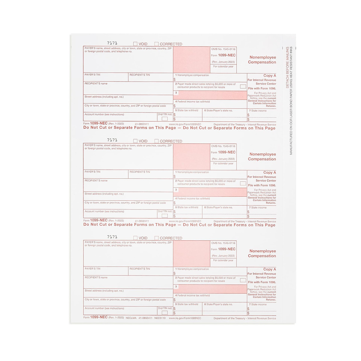 Blue Summit Supplies 1099 NEC Tax Forms 2023 with 25 Self Seal Envelopes, 25 4 Part Tax Forms Kit, Compatible with QuickBooks and Accounting Software