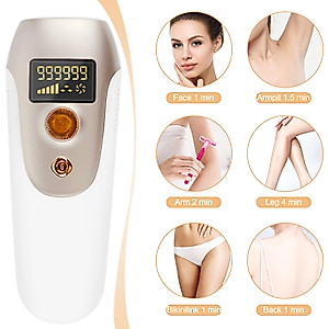 EzyGenix IPL Hair Removal for Women 999,999 Flashes Permanent Hair Removal Device on Armpits Back Legs Arms Face Bikini Line, Suitable for Home/Travel