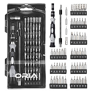 ORIA Precision Screwdriver Set, Small Screwdriver Set, 60 in 1 with 56 Bits Screwdriver Set, Mini Screwdriver Repair Tools with Flexible Shaft for Mobile Phone, Game Console, Tablet, Black