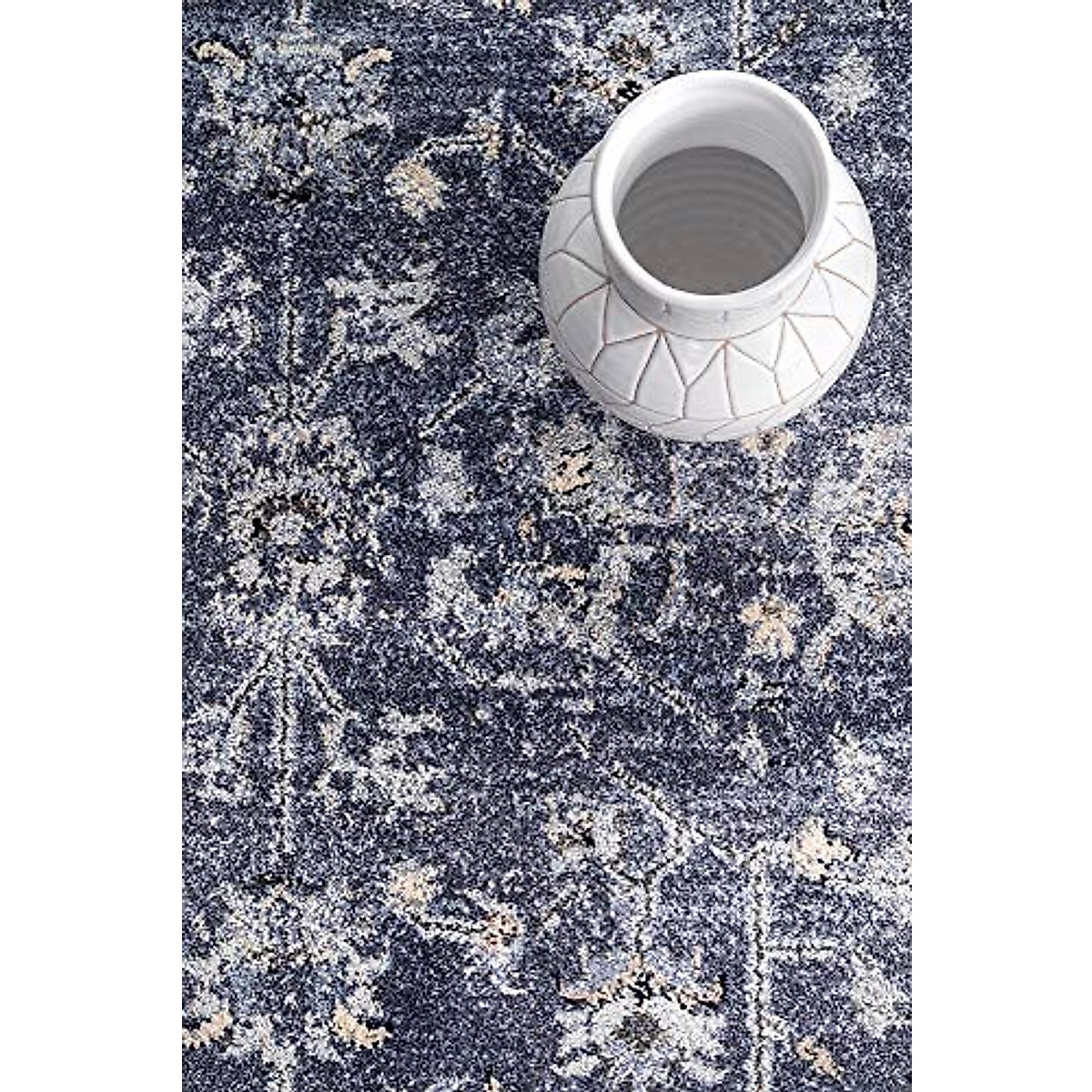 nuLOOM Vera Distressed Florid Area Rug, 9' x 12', Blue