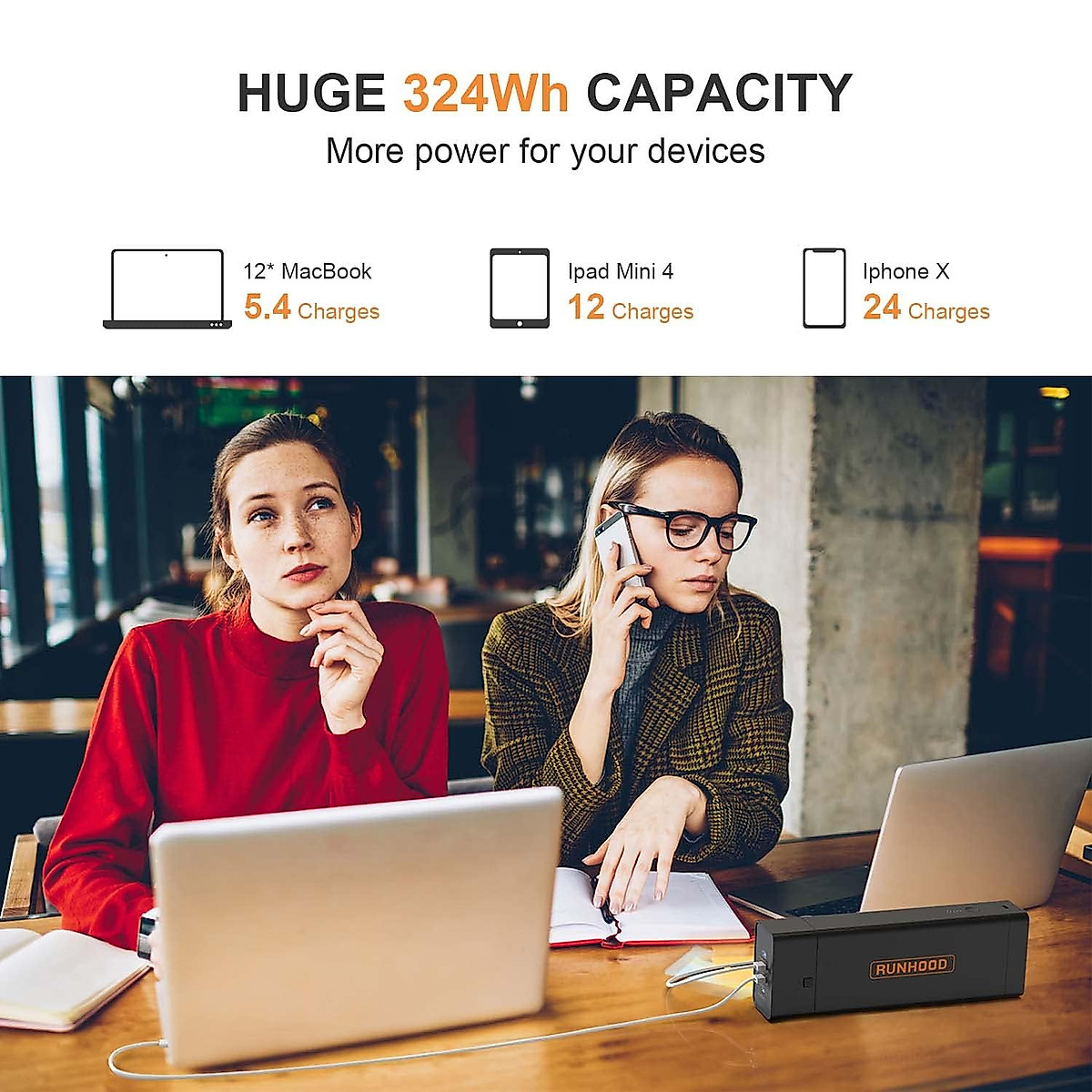 Runhood Portable Power Station RALLYE NANO, 324Wh Modular Solar Generator Lithium Battery Energy Bar 256W DC Outlet,110V/80W AC Outlet (Solar Panel Not Included) for Outdoors Camping Travel Hunting