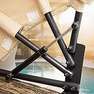 YITAHOME Patio Wicker Sofa Daybed Furniture Set with Retractable Canopy, Storable Side Table Outdoor Lounger with Soft Cushions for Backyard Porch (Light Brown + Beige)