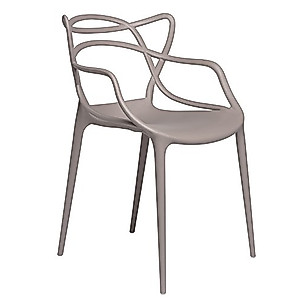 Laura Davidson Furniture Set of 2 - Masters Entangled Chair for Dining & Office -Modern Designer Stackable Armchairs, Made of Solid Color Polypropylene, Grey