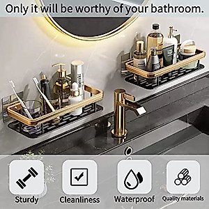 Self Adhesive Shower Shelves 2 Pack Shower Caddy Suction Cup Adhesive Shower Shelves Stainless Steel No Drilling Bathroom Shower Organizer for Bathroom,Kitchen(BLACK)