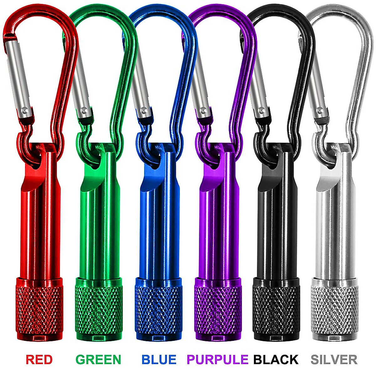maxin 6 Pack Mini LED Keychain Flashlight, Battery Poweres Torch Light,Super Mini Key Chain Flashlights, for Home and Outdoor Activities. (6 Colors)