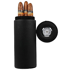 AMANCY Popular Cedar Wood Lined Portable Travel Leather Cigar Humidor Case,Packed by Nice Gift Box