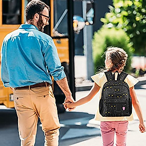 Fisyme Toddler Backpack Black Cats Pattern School Bag Kids Backpacks for Kindergarten Preschool Nursery Girls Boys, M