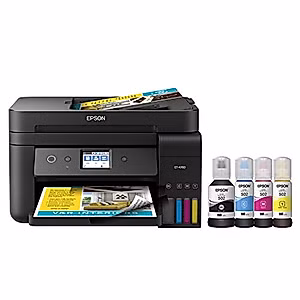 Epson EcoTank ET-4760 Wireless Color All-in-One Cartridge-Free Supertank Printer with Scanner, Copier, Fax, ADF and Ethernet - Black