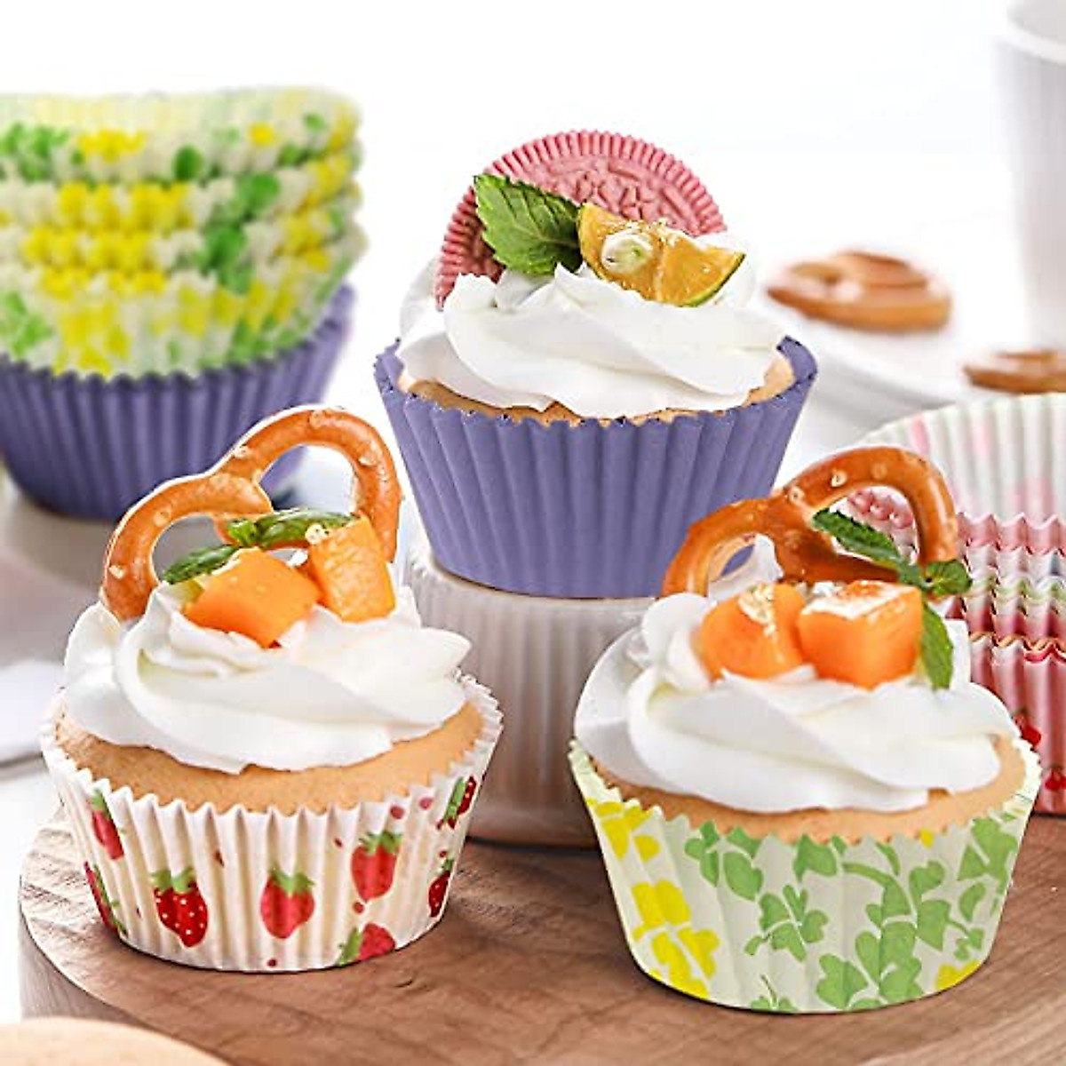 300 Count Mini Cupcake Liners Muffin Cups,Lawdiey Food Grade Baking Cups Paper (3 color)