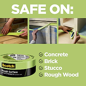 Scotch Rough Surface Extra Strength Painter's Tape, Green, Tape Protects Surfaces and Removes Easily, Rough Surface Painting Tape for Indoor and Outdoor Use, 1.41 Inches x 60.1 Yards, 1 Roll