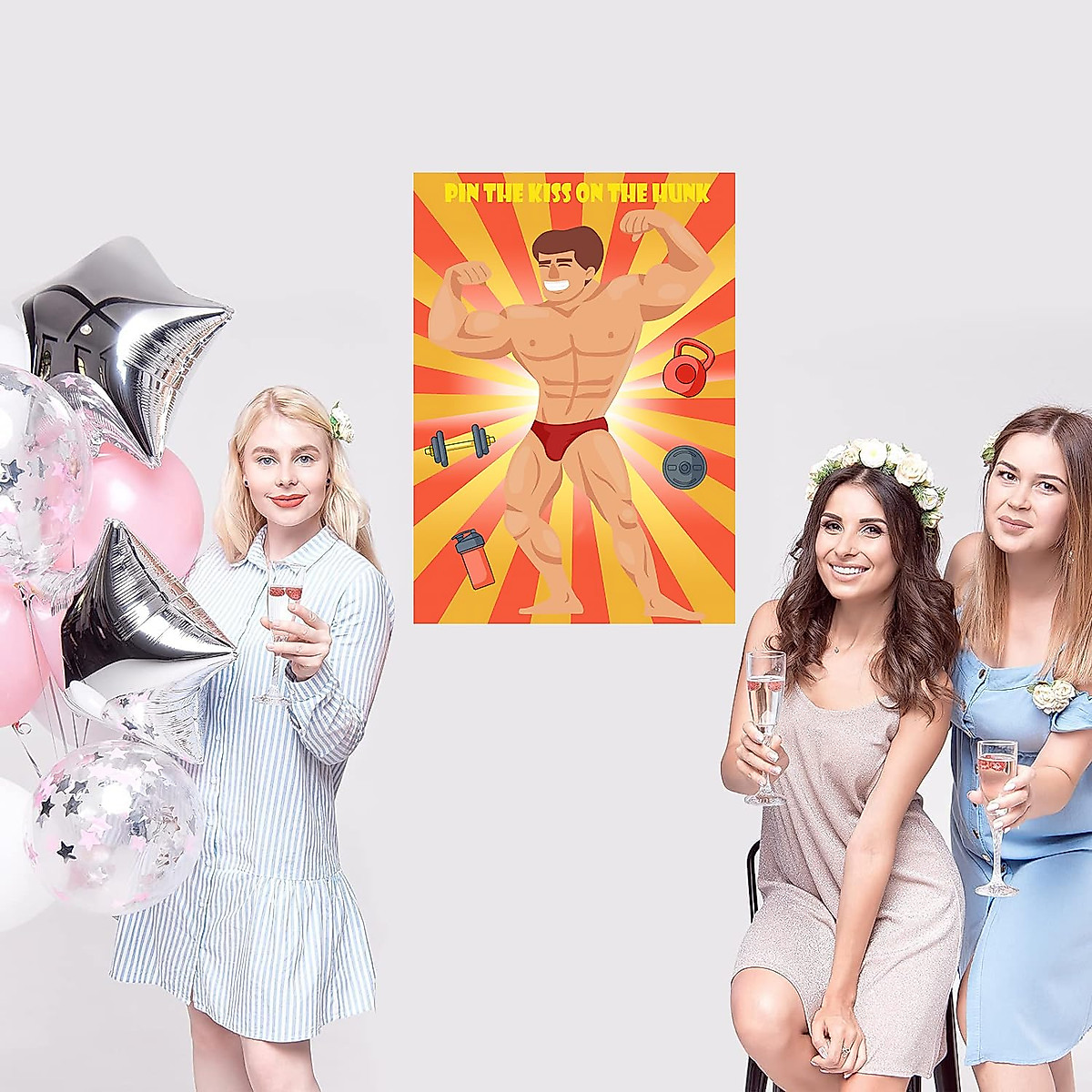 Bachelorette Party Games, Pin the Tail Game. Bridal Shower Games, Large 157g Copperplate Poster Paper Elastic Blindfolds. Stickers Edge Cut Balloon Glue Dots for Bachelorette Party Decorations.