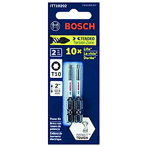 BOSCH ITT10202 2-Pack 2 In. Torx #10 Impact Tough Screwdriving Power Bits
