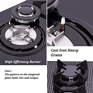 30 Cooktop gas, 5 Burners gas stovetop 30 inch,Gas Stove Gas Hob Stovetop Tempered Glass Cooktop Cast Iron Grates Built-in Gas Stove Top LW5G01 LPG/NG Gas Cooktop Black