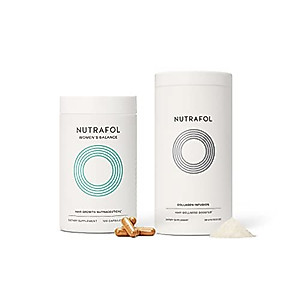 Nutrafol Women Hair Growth Strengthening Duo | Ages 45+ | Collagen Peptide Powder & Clinically Effective Hair Supplement for Thinker, Stronger Hair | 12 OZ | 1 Month Supply