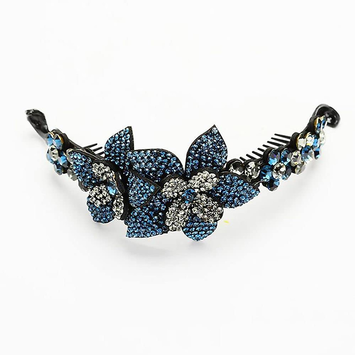 Rhinestone Flower Hair Claw Ponytail Holder Women Hairpin Shark Clip Crab Clips Styling Headwear For Mom(grey)