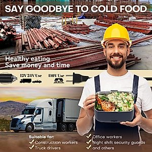 Sitlais Electric Heated Lunch Box for Men, 2 Liters 90 W Double Layer Portable Food Warmer for Car Truck Self Heating Lunch Box for Work Food Heater for Adults Travel Camping lonchera,Dark Blue