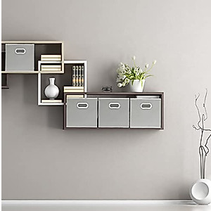 6 Pack - SimpleHouseware Foldable Cube Storage Bin with Handle, Grey