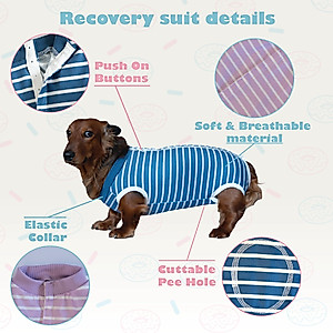 Barks & Mulligans Bundle Surgical Recovery Suit for Dogs After Surgery Onesie and Dog Donut Collar, Dog Surgery Suit Female Spay and Male Kit with Dog Cones for Large Dogs, Medium and Small, with Pump