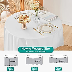 EMART Round Tablecloth White (6 Pack) Circular Polyester Table Cover 120 Inch in Diameter for Dinning, Kitchen, Picnic,Wedding and Birthday Party